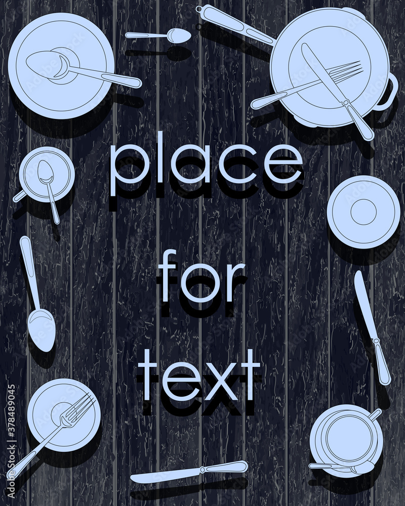 background for the menu in the form of a frame of cutlery on a dark ...