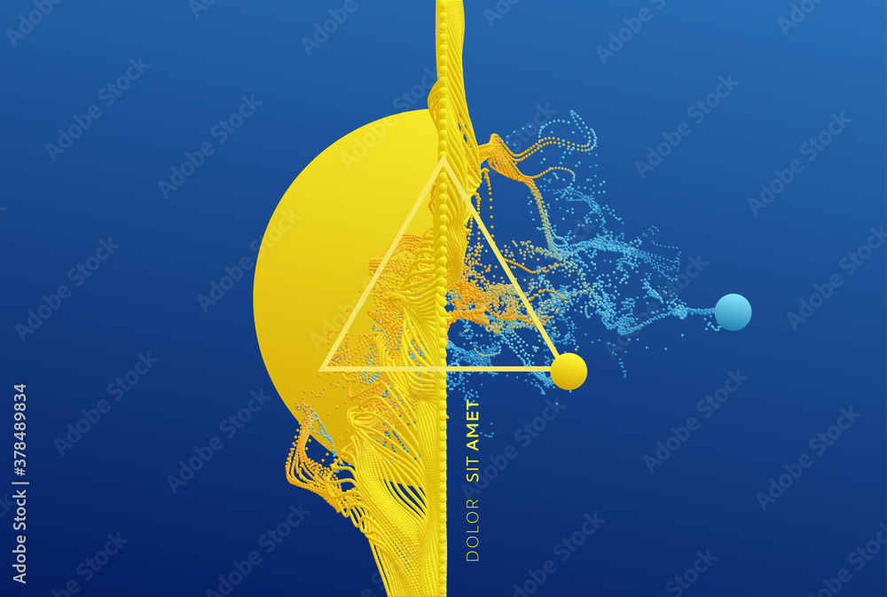 Modern art graphics. Water splash imitation. Array with dynamic emitted ...