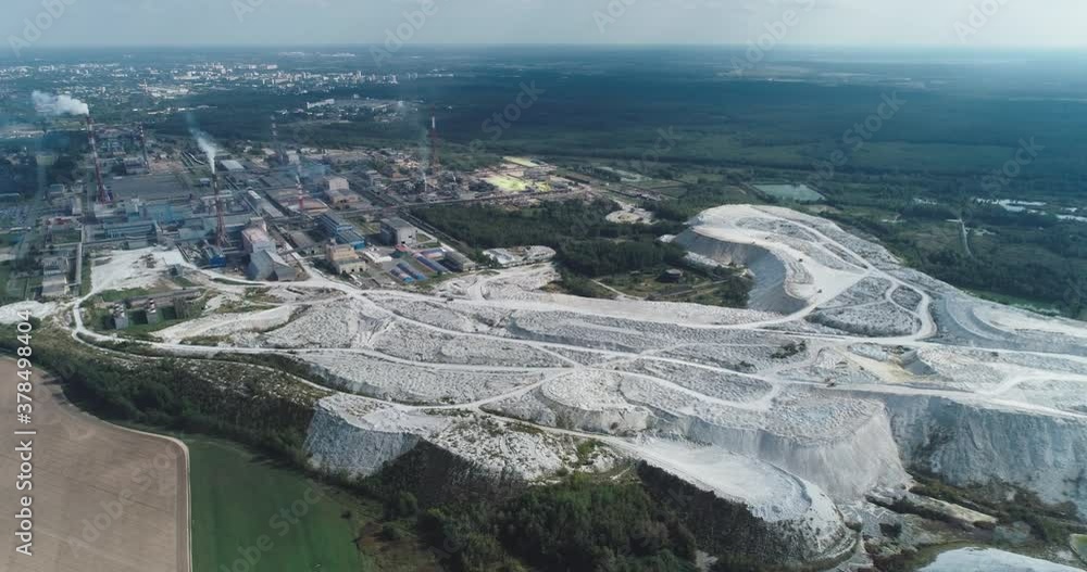 Mining and processing plant, view of mineral piles, mountains of ...