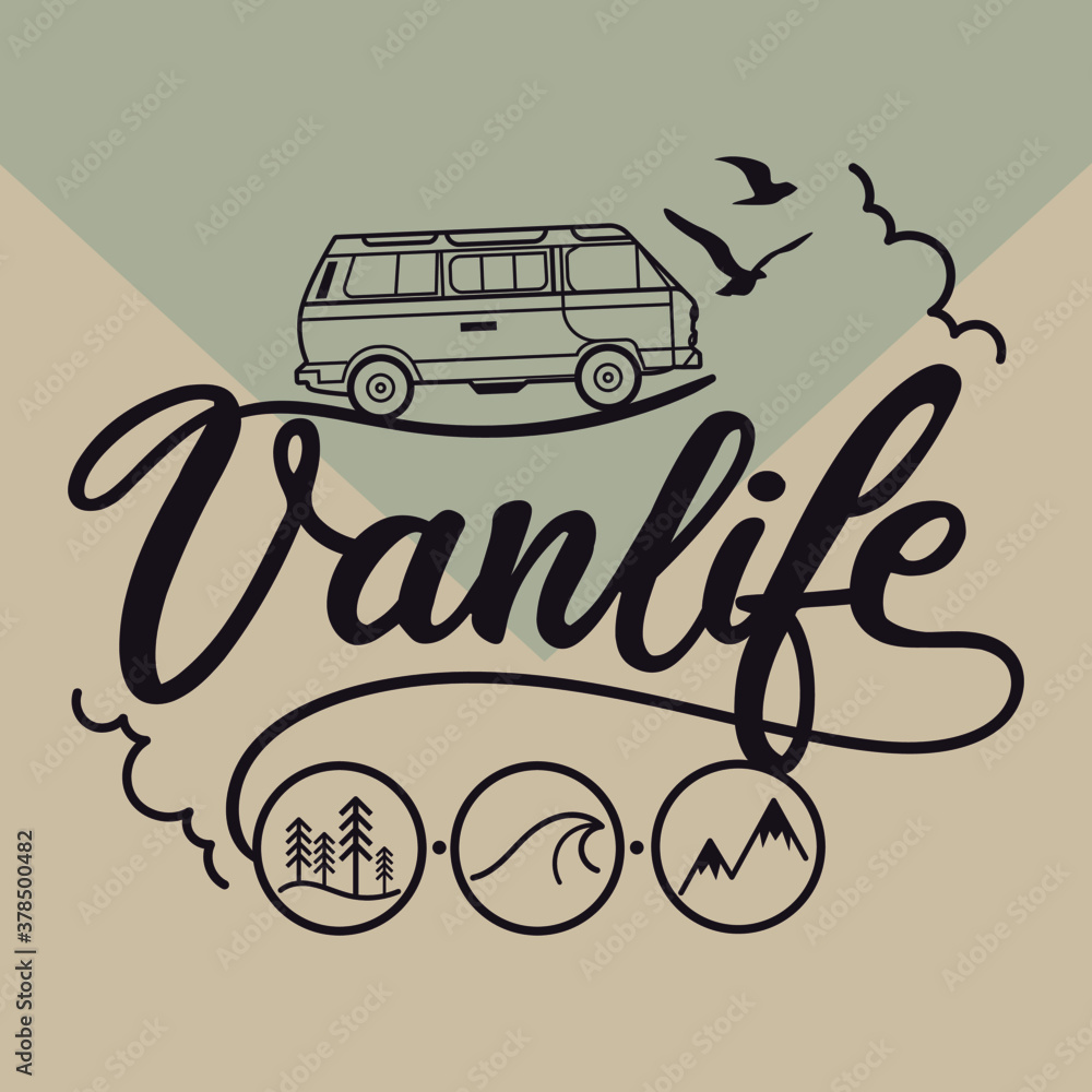 VANLIFE STICKER LABEL LOGO - RETRO. Stock Vector | Adobe Stock