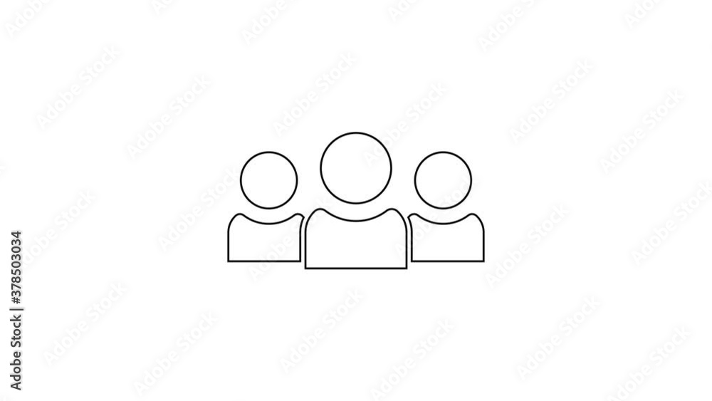 Black line Users group icon isolated on white background. Group of ...