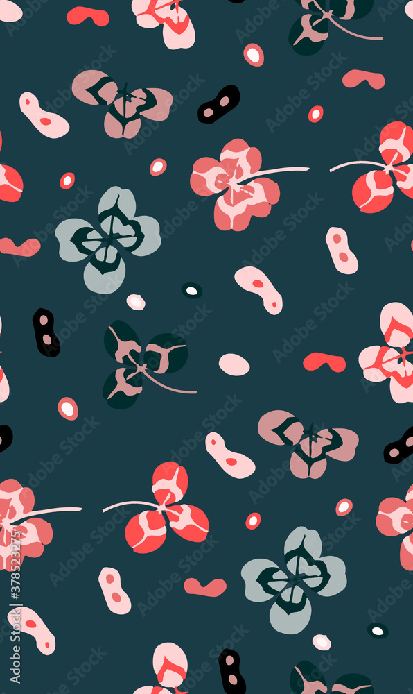 Abstract Clover Leaves and Cute Shapes Colorful Minimal Design Fashion ...