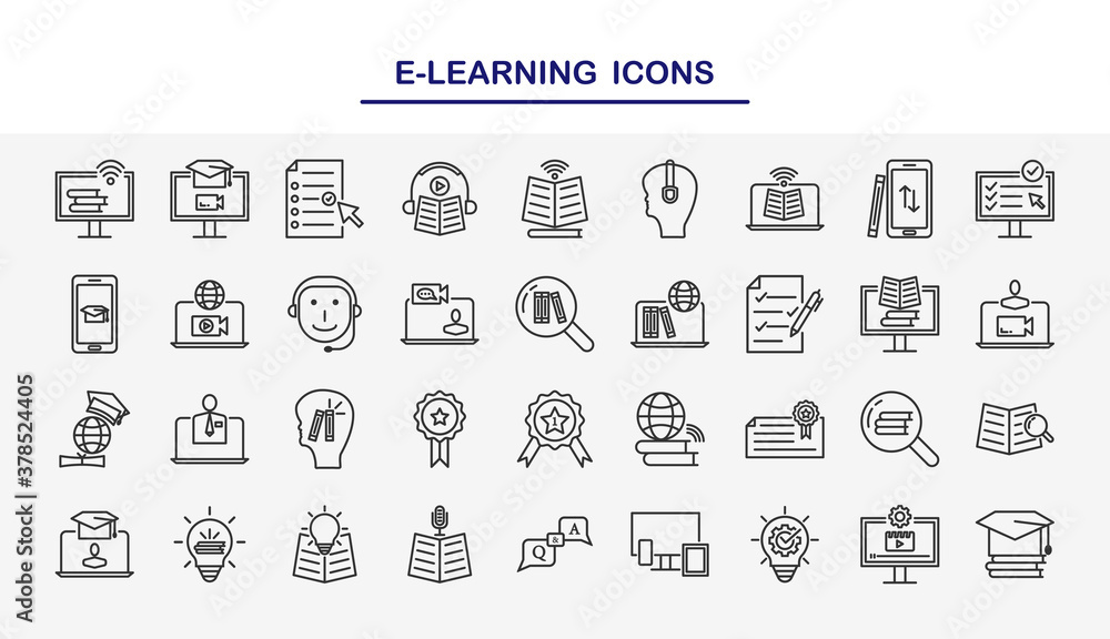Set of E-Learning vector line icons. For mobile concepts, web apps, UI ...