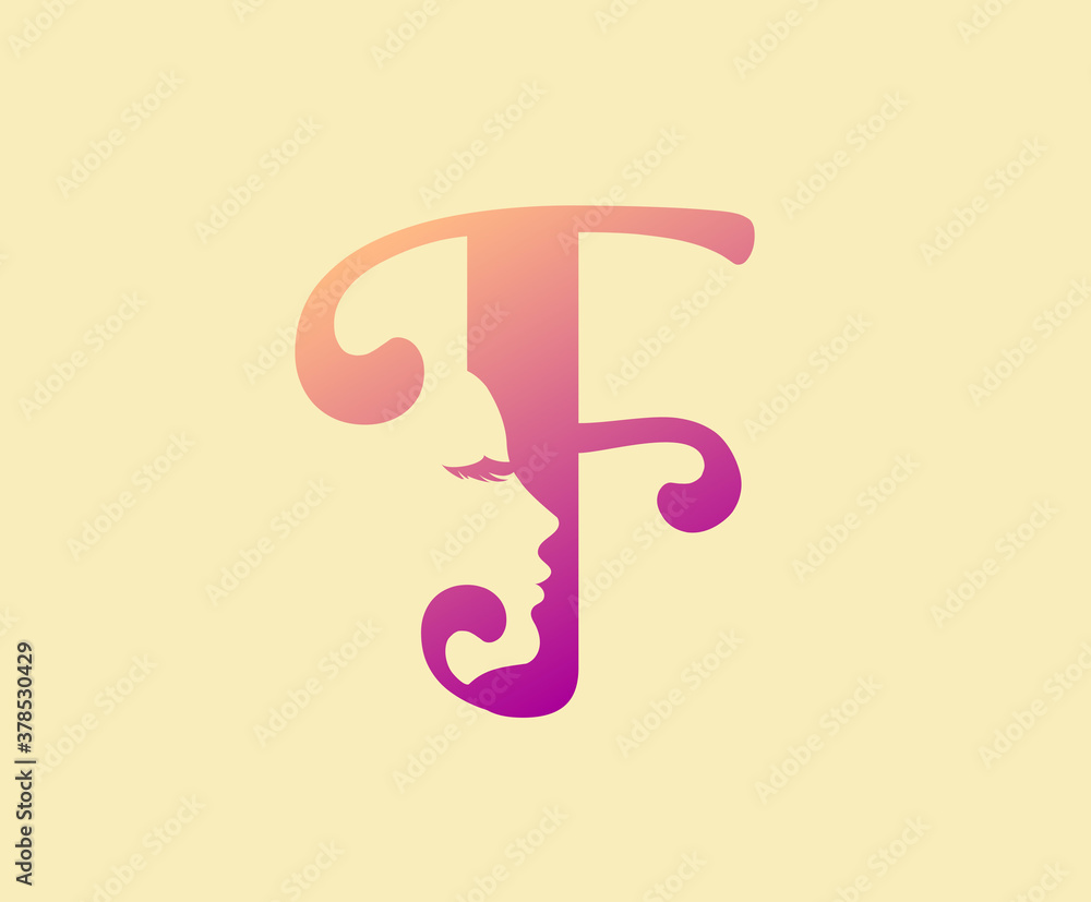 Beauty Letter F Logo Icon. Beautiful woman's face shape on Letter ...