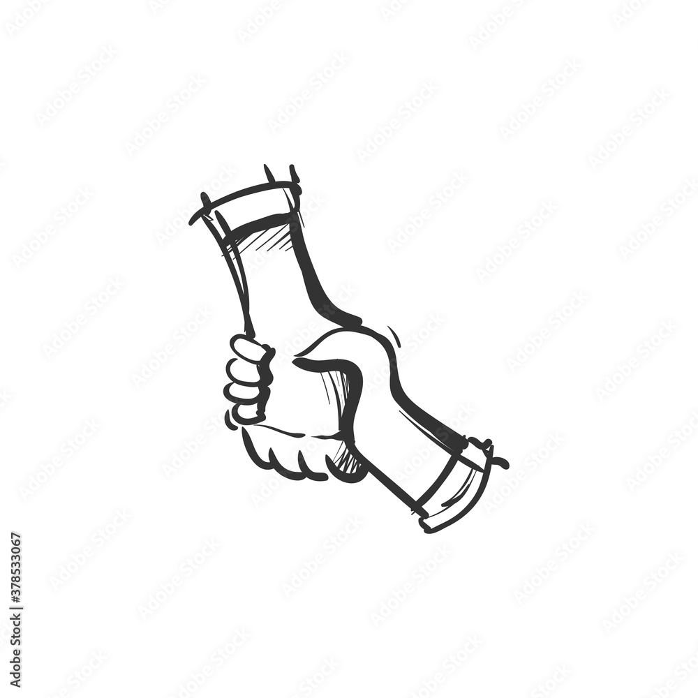 Helping hands line icon. One hand holding another. Outline drawing. Voluntary assistance in ...
