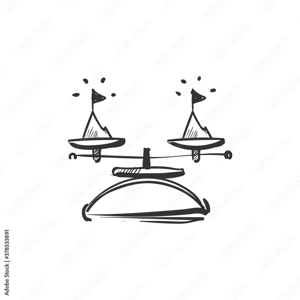 Mutual benefit line icon. Wages with equal parts. Outline drawing ...