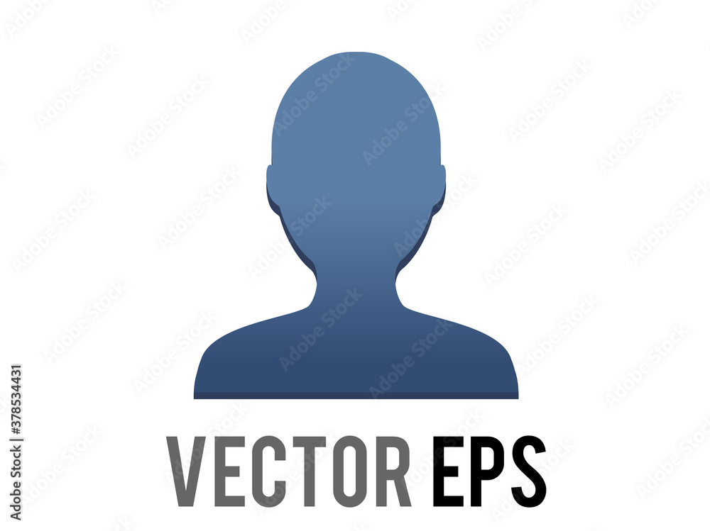 Vector dark blue silhouette generic profile of one person emoji icon ...