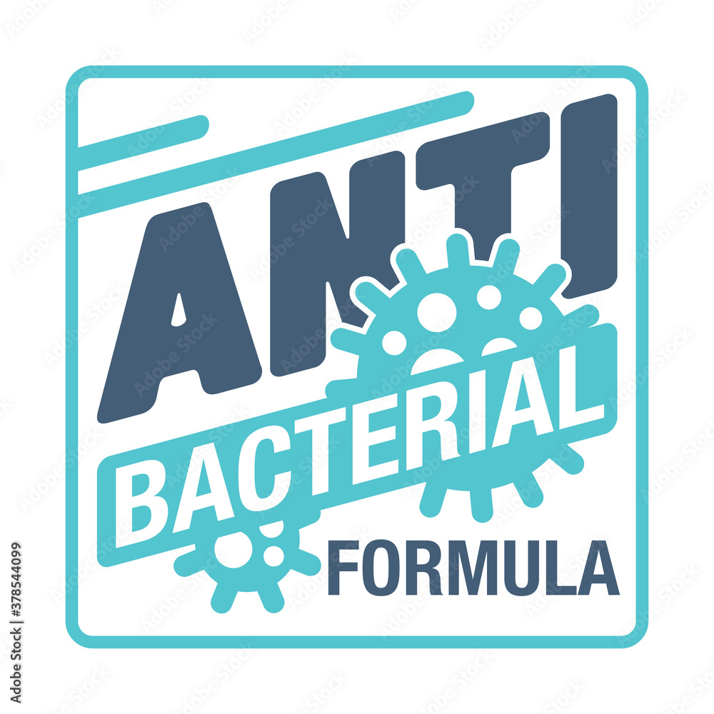 Antibacterial formula sticker - crossed out bacteries - vector layout ...