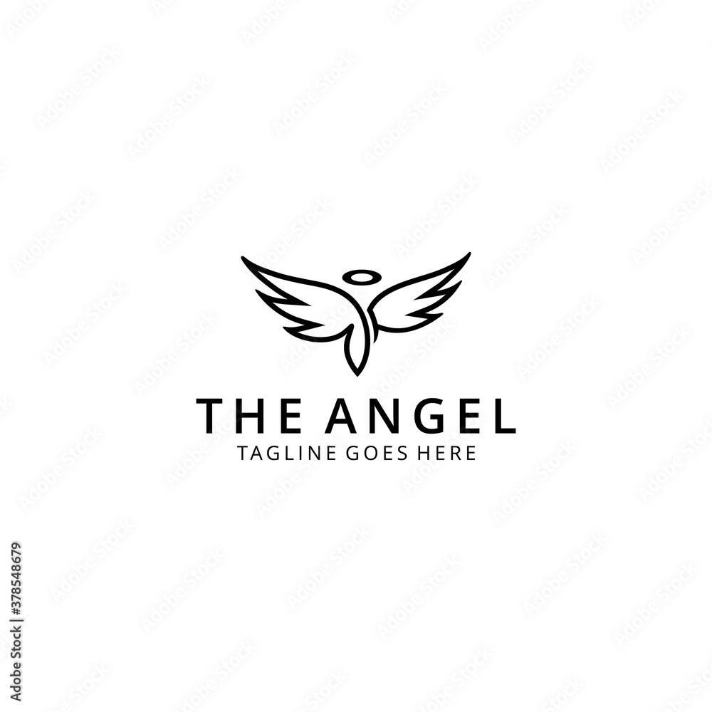 Modern fly angel with crown sign logo with wings silhouette style Stock ...