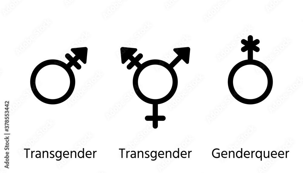 Transgender and genderqueer gender symbols. Vector. Orientation signs ...