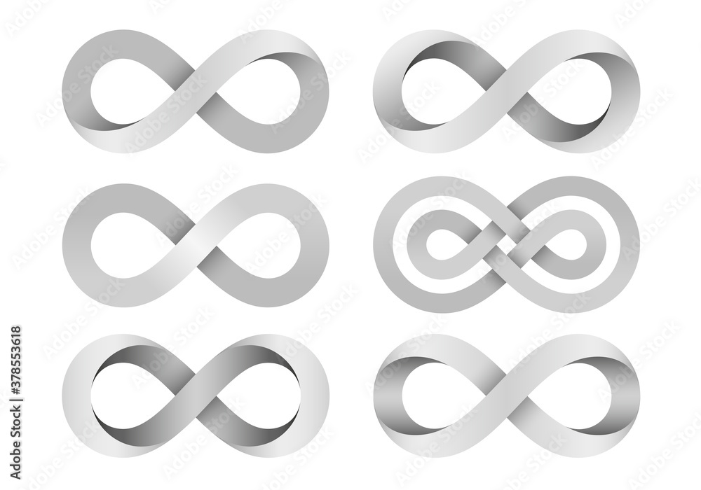 Set of Infinity signs made of different types of torsion and ...