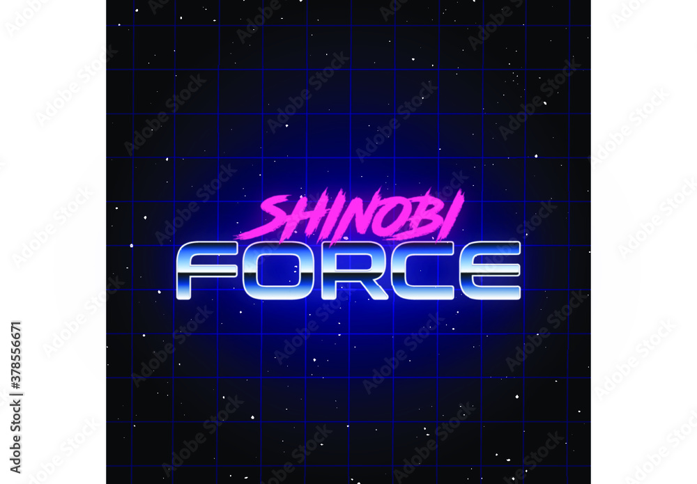 Retro 80's Logo on Space Galaxy Background Grid and Glow | B-Movie ...