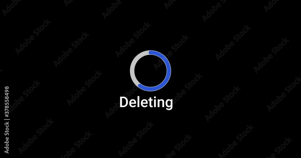 Deleting Progress Bar Computer Screen Animation Loop Isolated On White Background With Blue