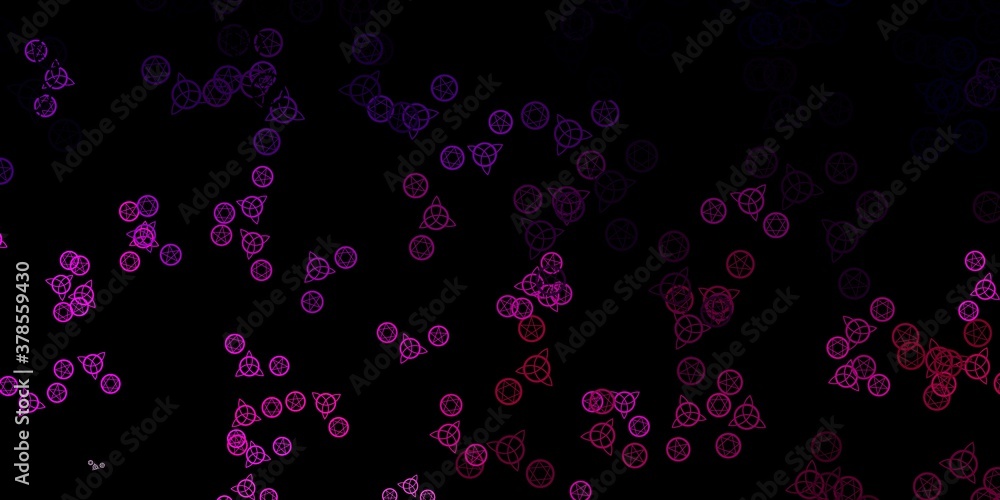 Dark Purple, Pink vector background with occult symbols. Stock Vector ...