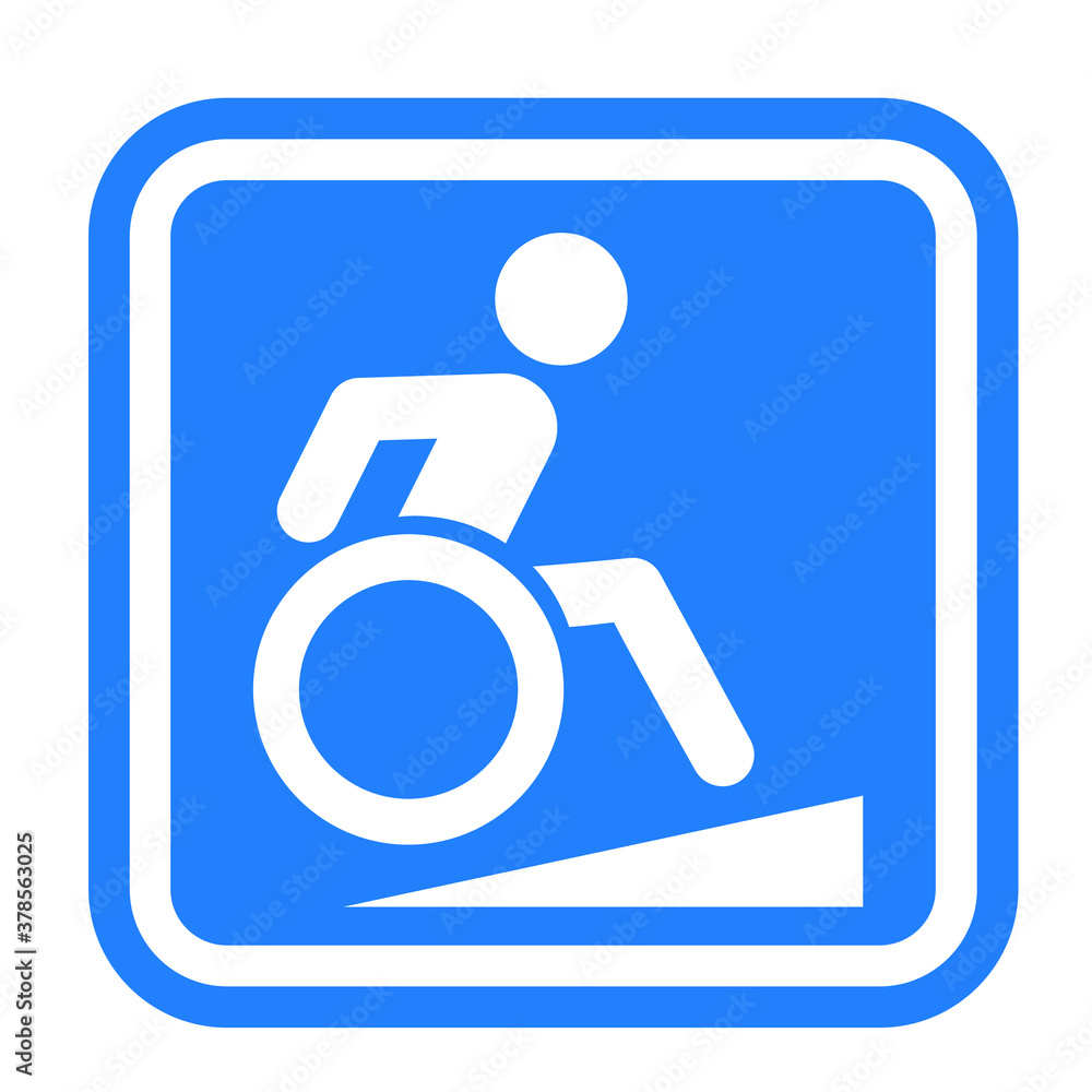 Blue sign wheelchair Wheel chair ramp. Vector handicap ramps signs Safe ...