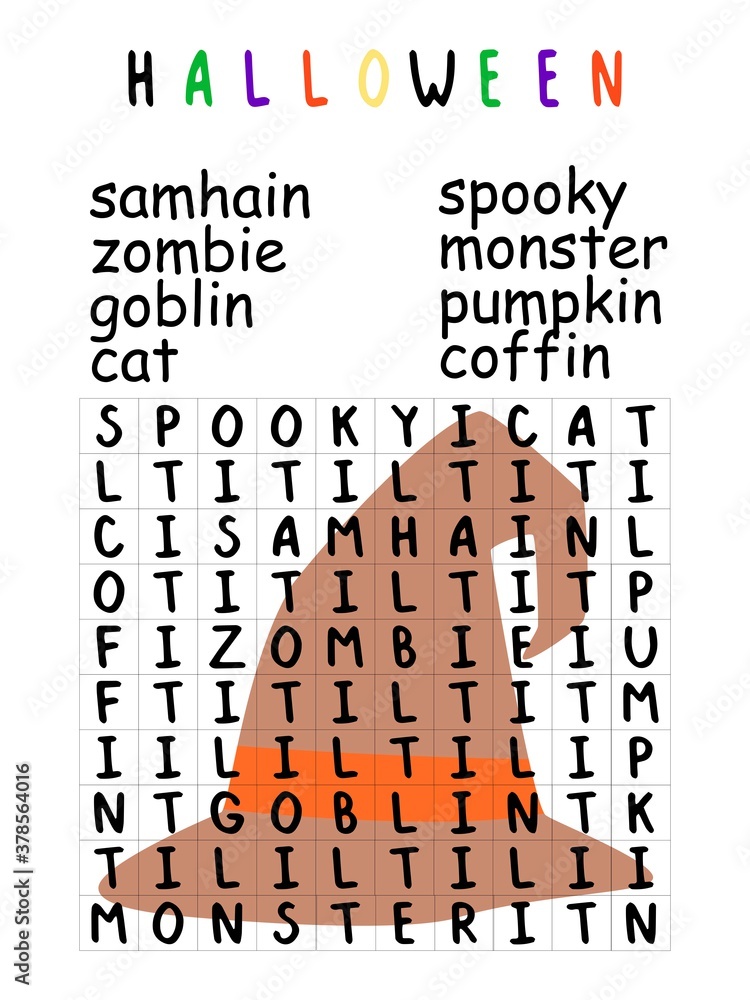 Funny halloween word search puzzle for kids stock vector illustration ...