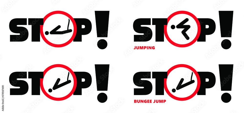 Vektorová grafika „Stop no bungee zone signs Warning attention do not ...