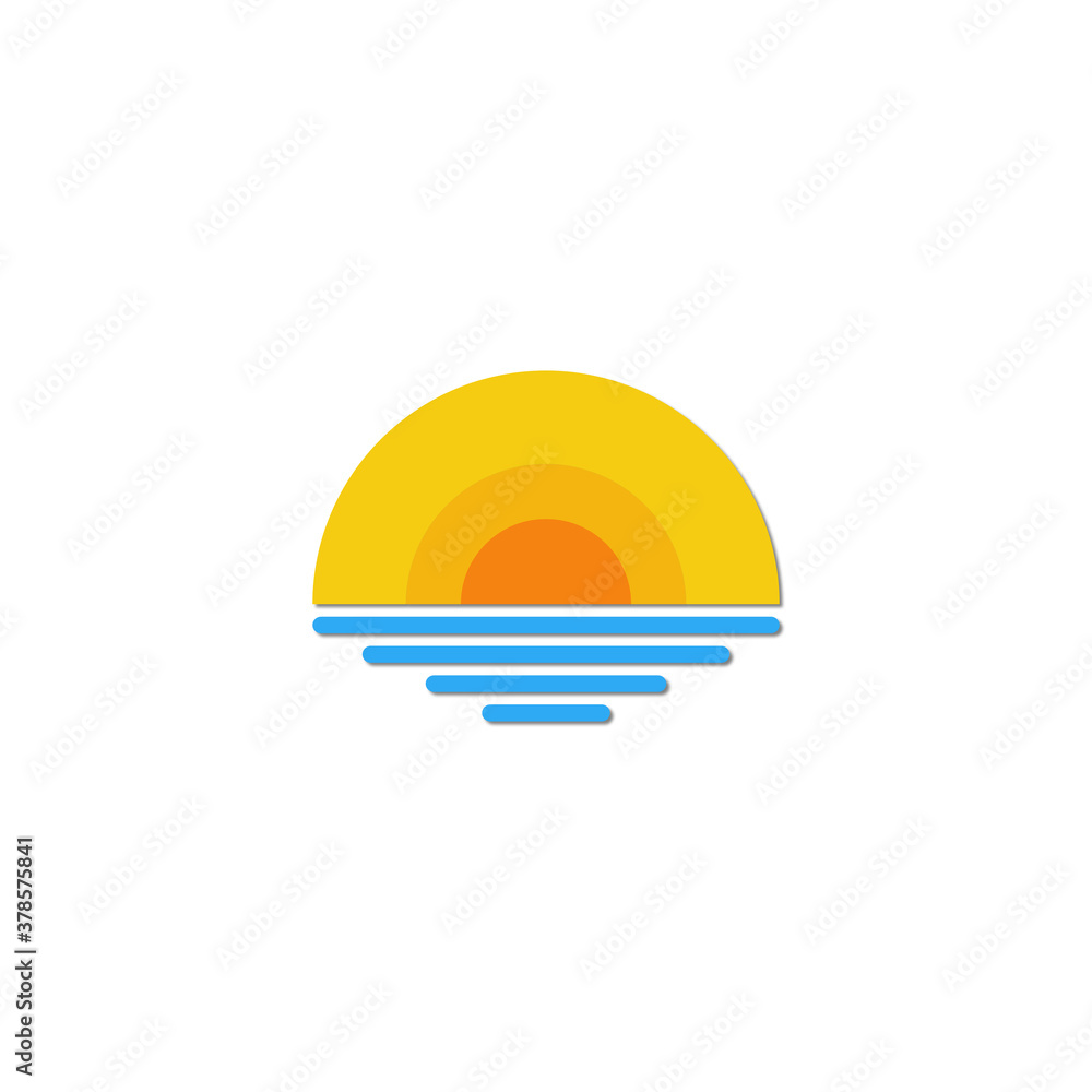Sun sunset logo, sun sunset logo in the ocean. Logo design material ...