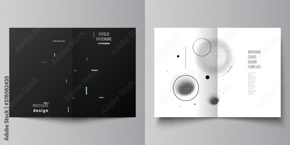 Vector layout of two A4 format cover mockups design templates for ...
