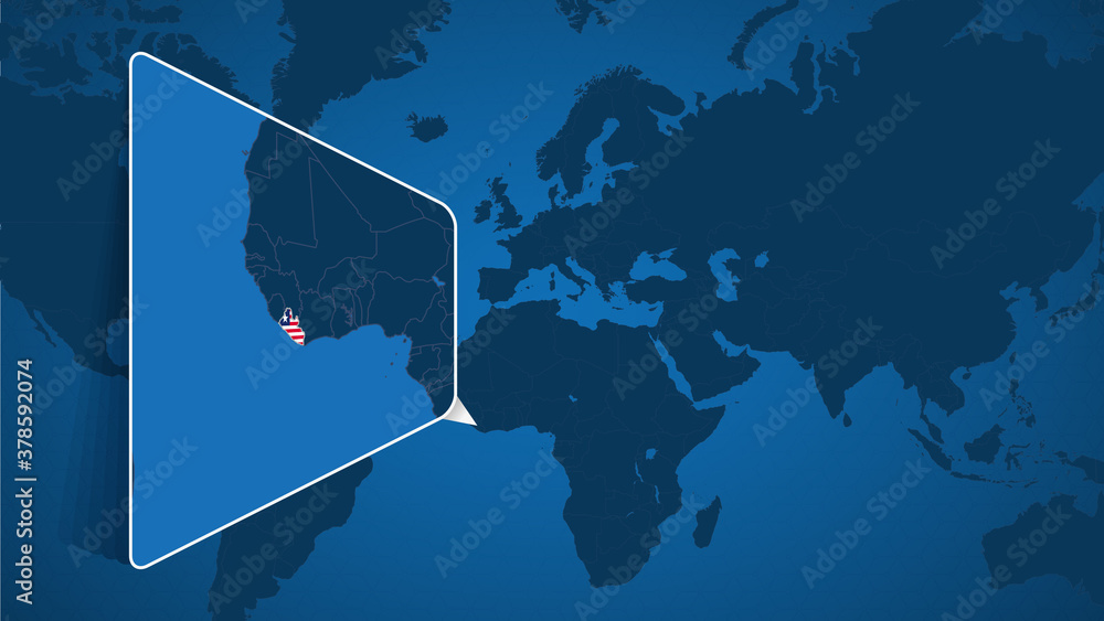 Location of Liberia on the World Map with Enlarged Map of Liberia with ...