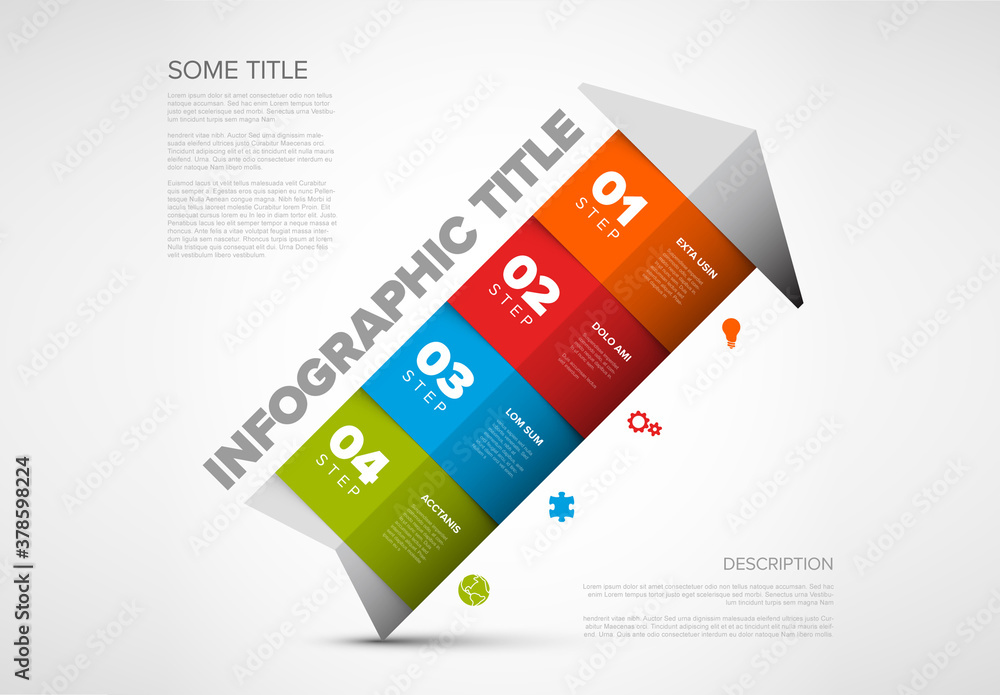 Four Color Folded Paper Process Infographic Stock Template | Adobe Stock