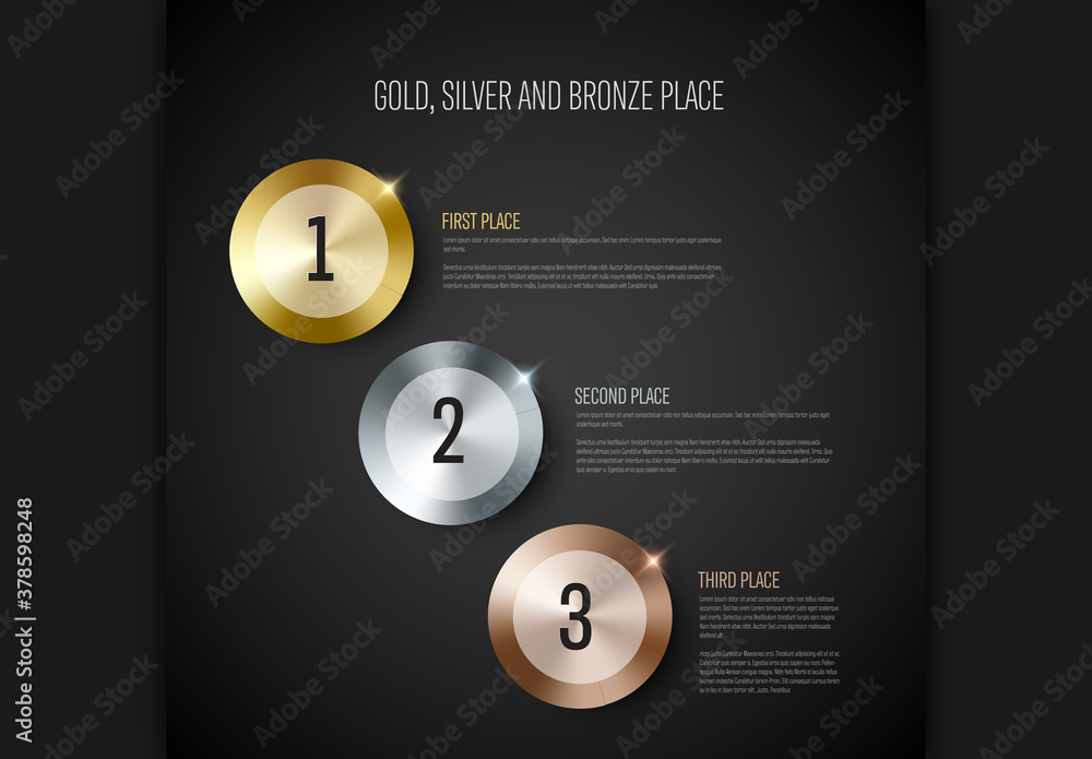 Gold, Silver and Bronze Medal Award Banner with Winner Names Stock ...