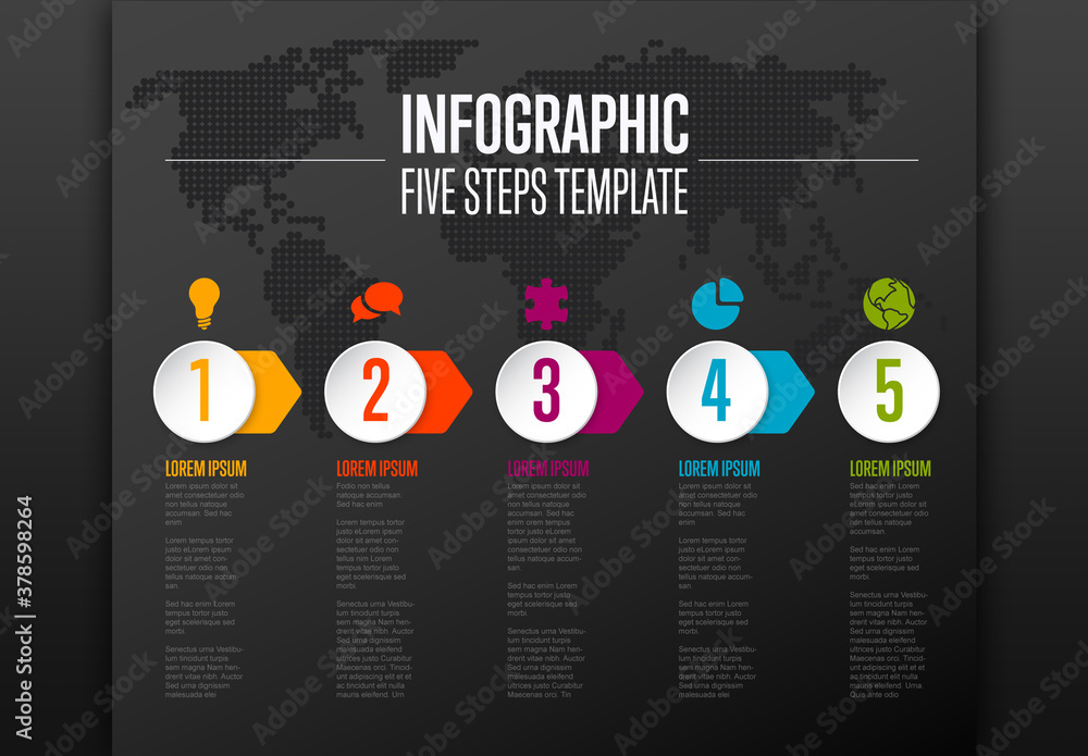 Five Step Process Infographic Template Stock Template | Adobe Stock