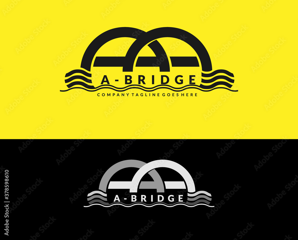 abstract bridge initial A in hidden space of letter B as a logo design ...