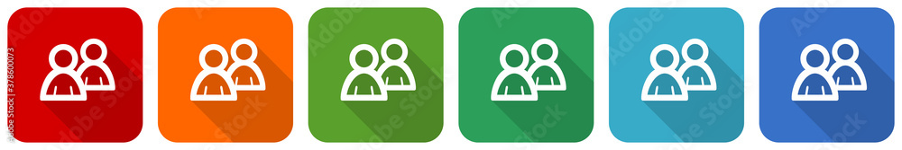 Blog icon set, flat design vector illustration in 6 colors options for ...