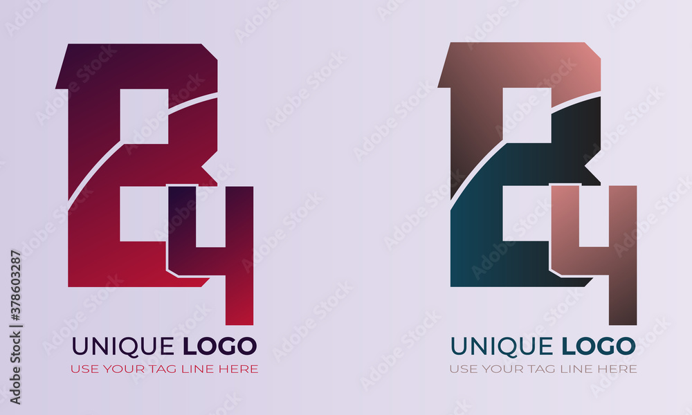 B4 Letter Original Monogram Logo Design Stock Vector | Adobe Stock