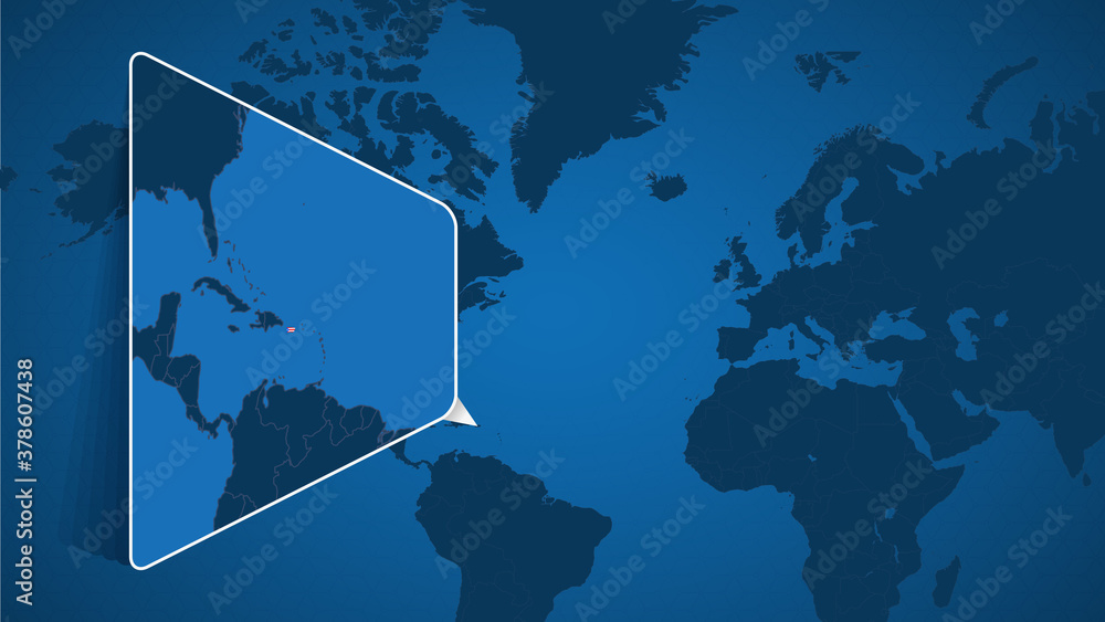 Location of Puerto Rico on the World Map with Enlarged Map of Puerto ...