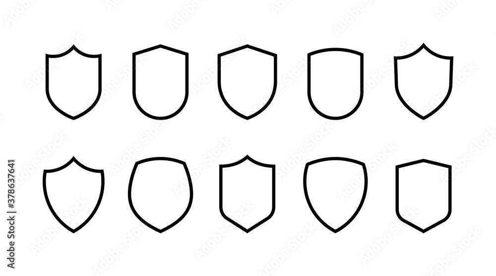 Shield line badges set. Emblems template for prottection, sport club ...