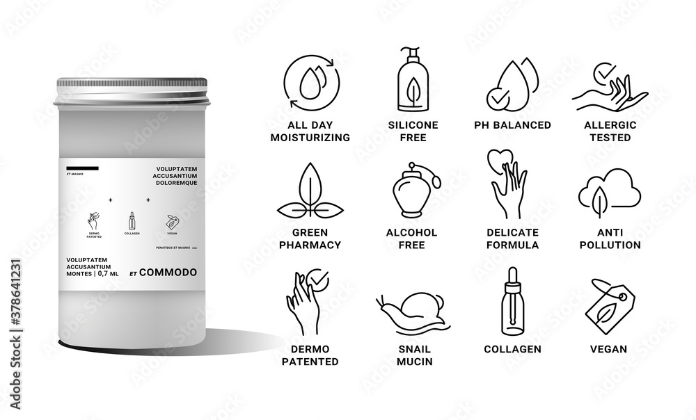 Vector set of logos, badges and icons for natural and organic products ...