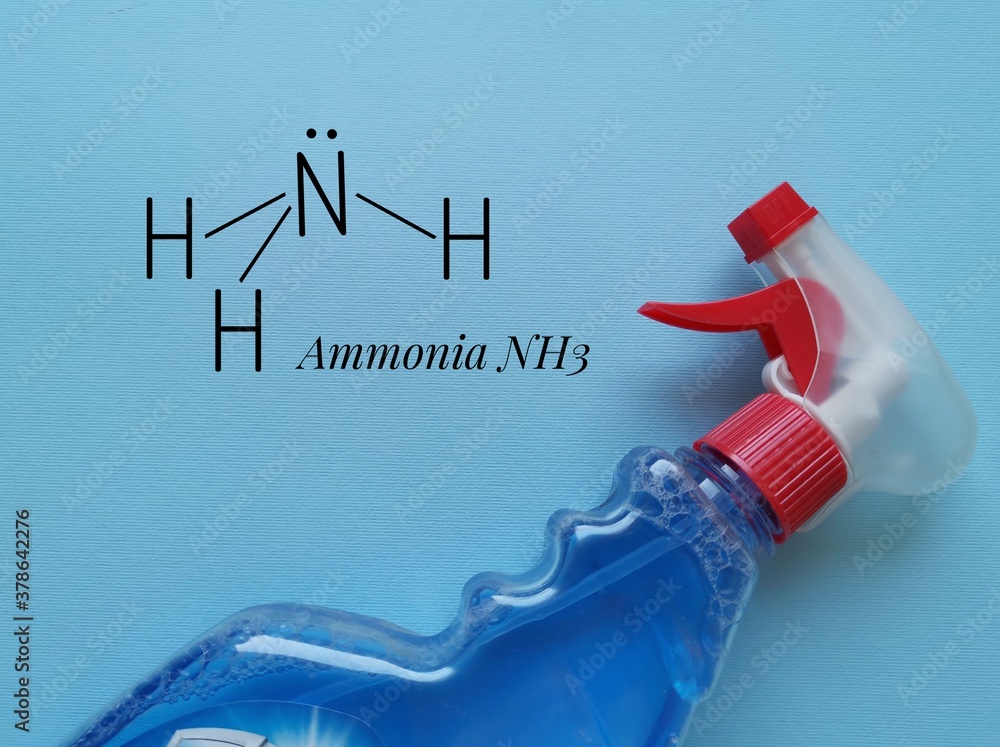 Plakat Structural chemical formula of ammonia molecule with ammonia ...