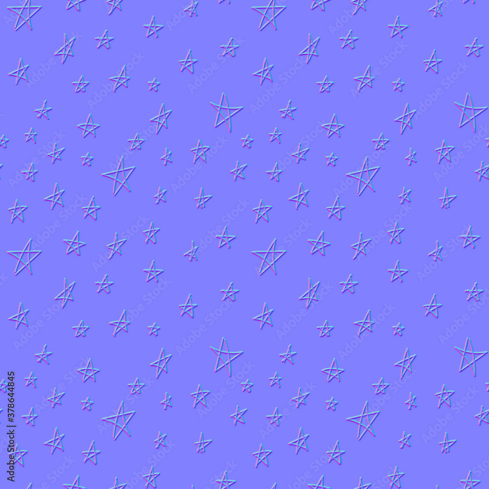 normal map of doodle stars texture, seamless pattern for use in 3D ...