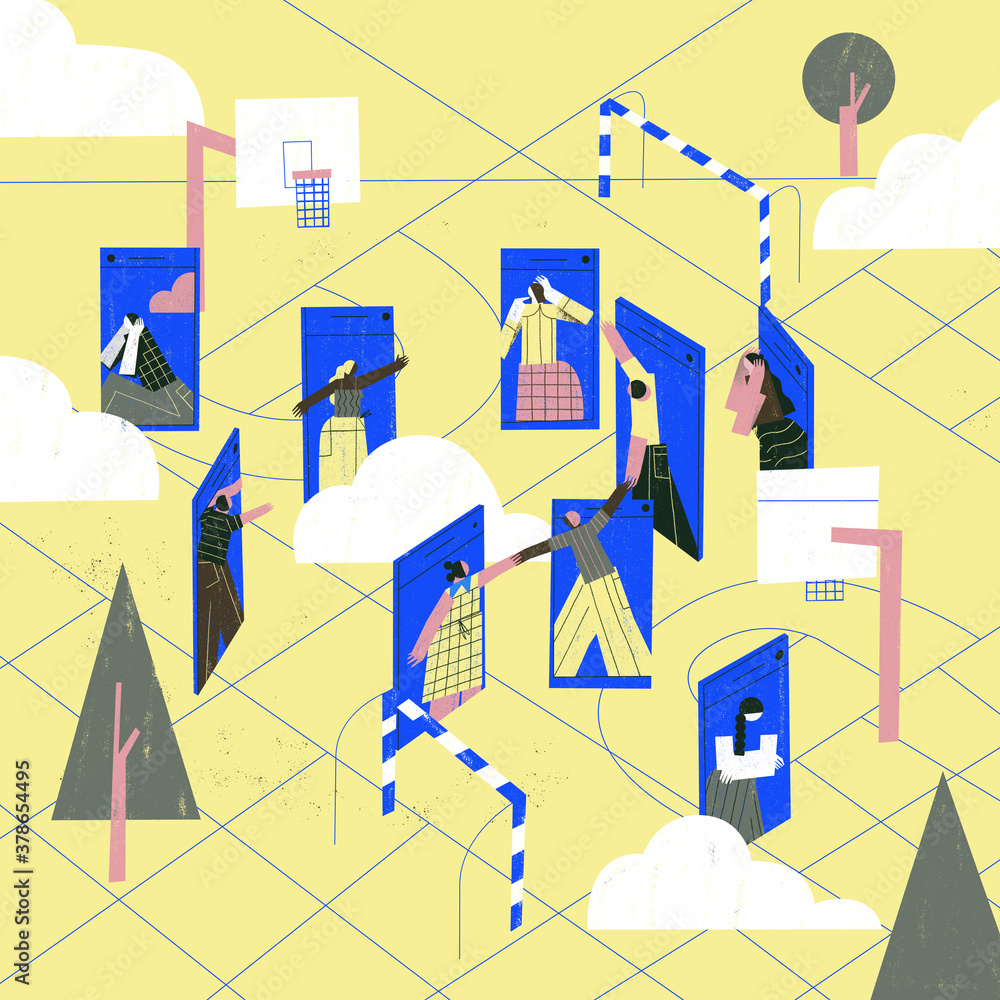 Online class meeting among children and pupils through virtual spaces ...