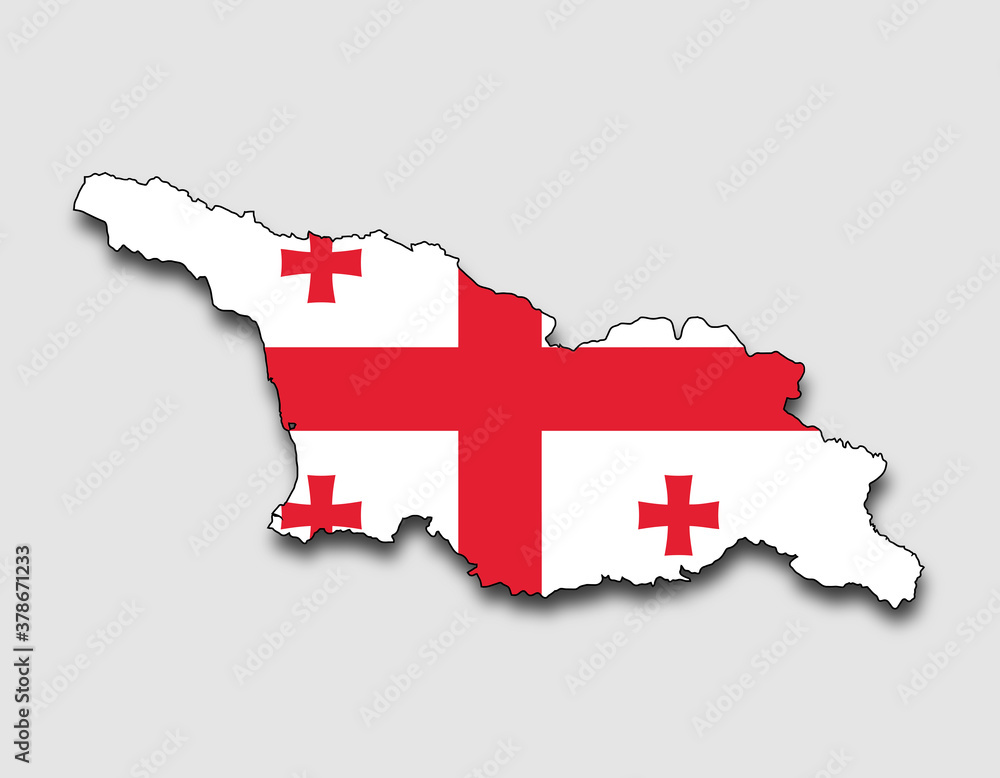 Map of The Republic of Georgia, Filled with the National Flag Stock ...