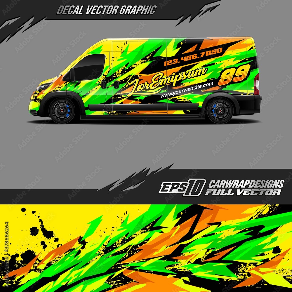 Cargo van decal graphic design. Abstract stripe racing background ...