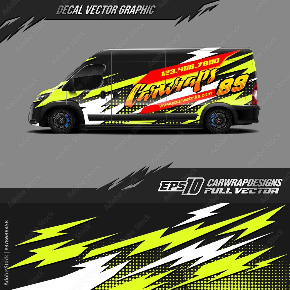 Cargo van decal graphic design. Abstract stripe racing background ...