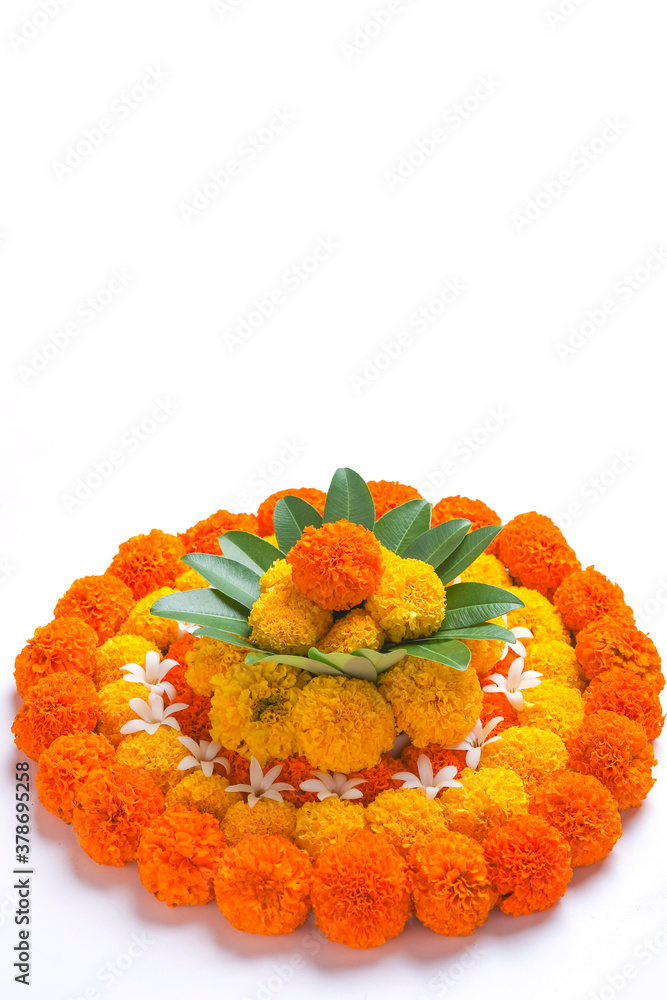 Marigold Flower rangoli Design for Diwali Festival , Indian Festival ...
