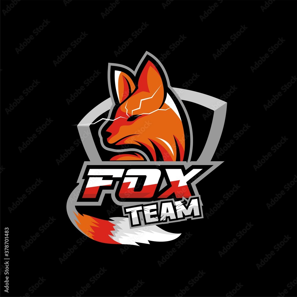 Fox exsport logo template cartoon and mascot design for logo team and ...