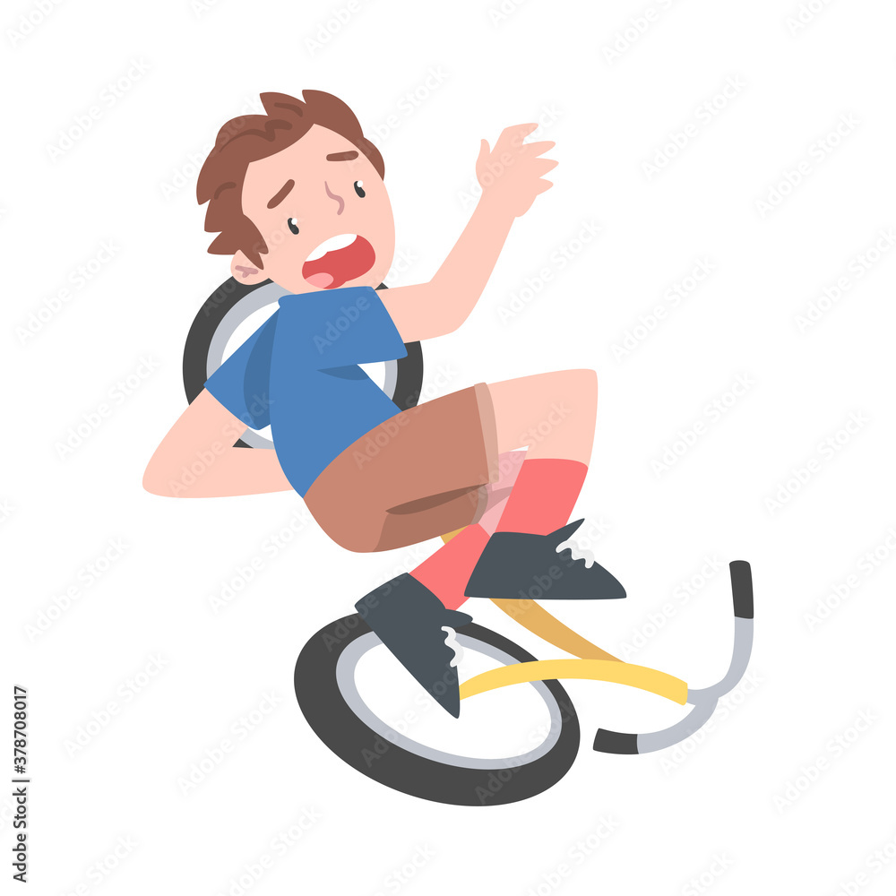 Frightened Boy Falling from Bike, Traumatic Situation, Health Risk ...