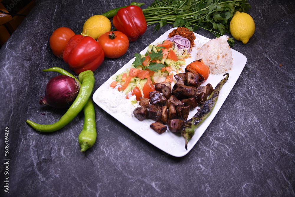 Ciger Sis kebap, Ciğer şiş kebap, leberstücke Stock Photo | Adobe Stock