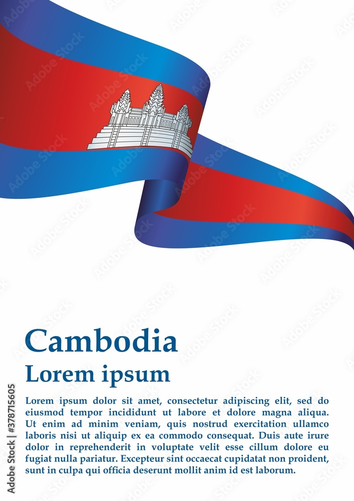 Flag of Cambodia, Kingdom of Cambodia. Southeast Asia. Template for ...