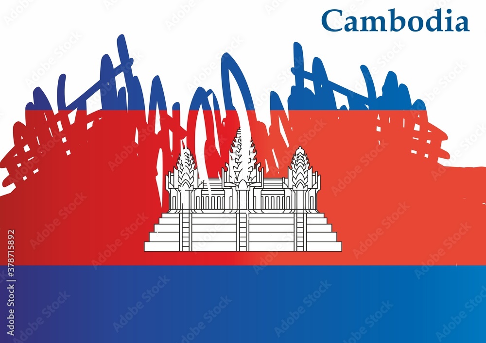 Flag of Cambodia, Kingdom of Cambodia. Southeast Asia. Template for ...