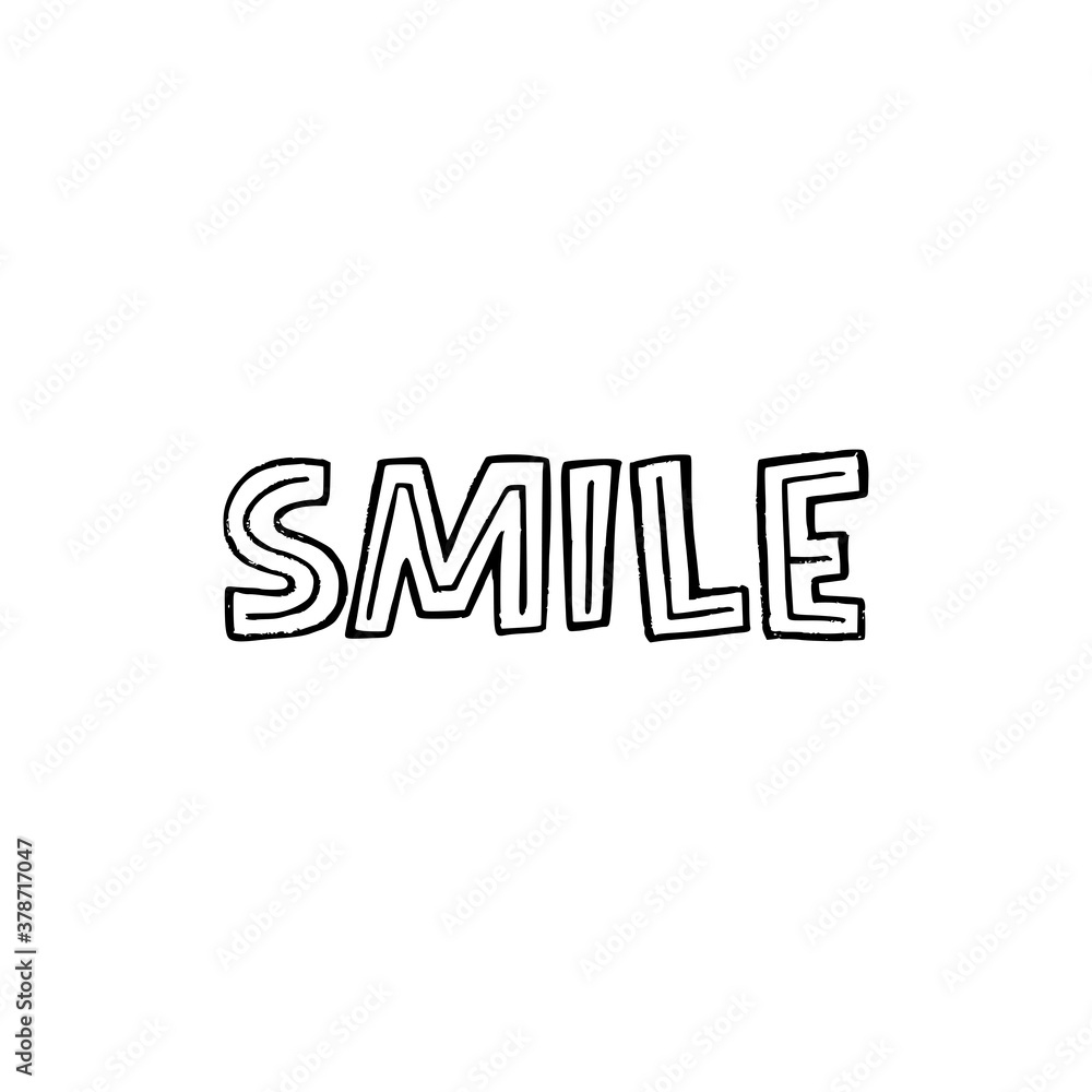 Smile unique font inscription. Typographic word about smiling with ...