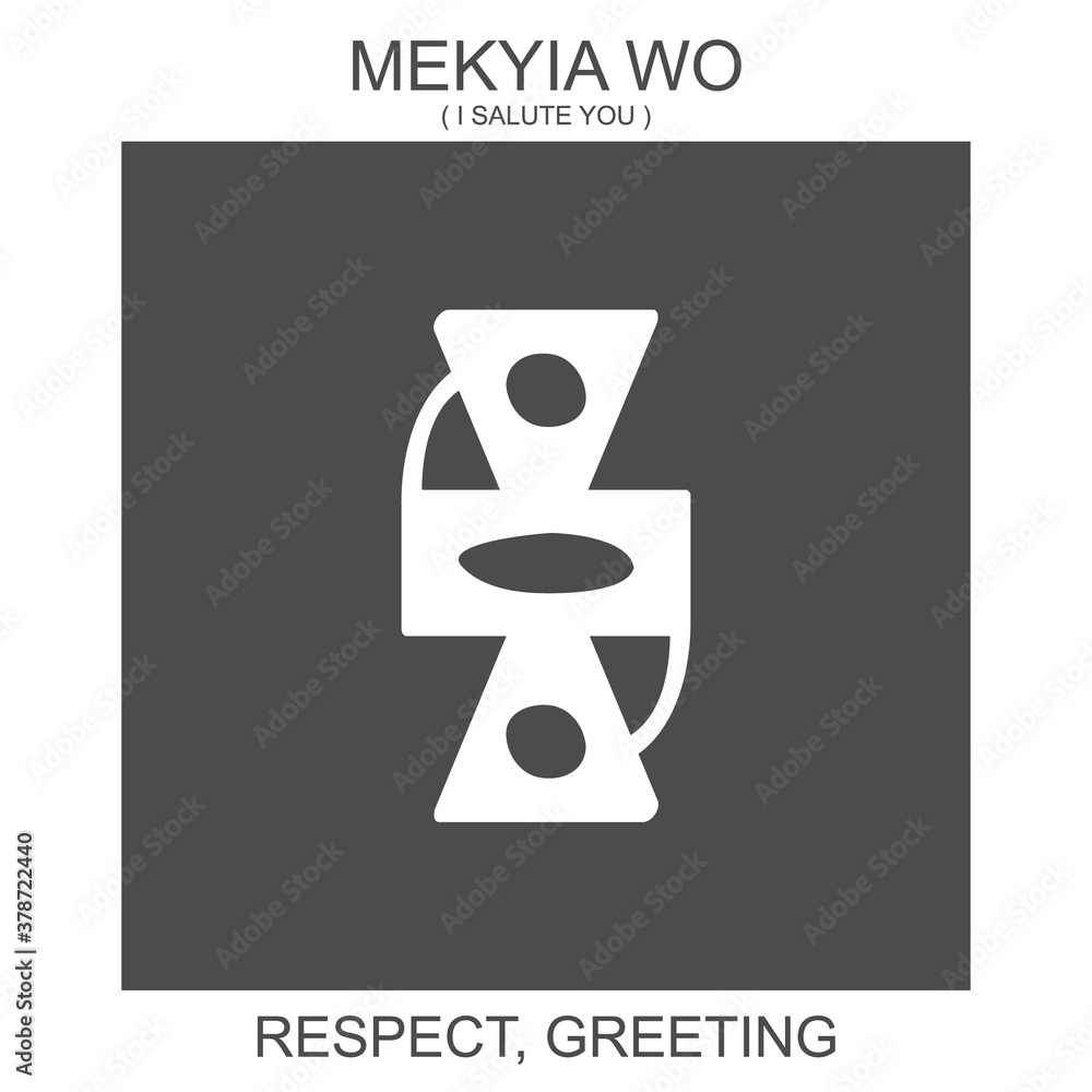 vector icon with african adinkra symbol Mekyia Wo. Symbol of respect ...