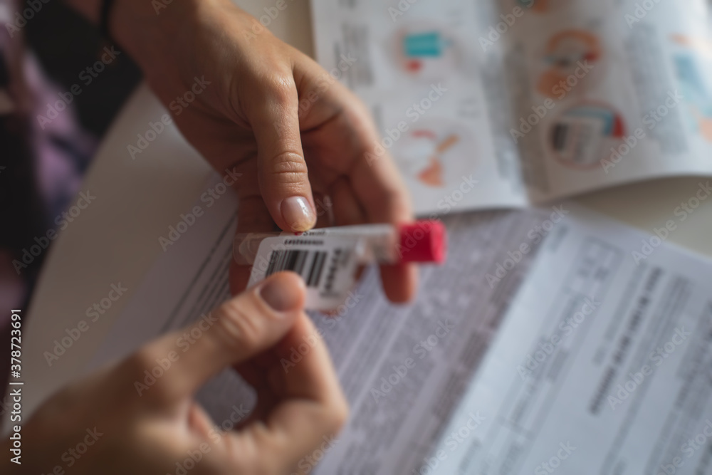 Process of coronavirus testing examination at home, COVID-19 swab ...