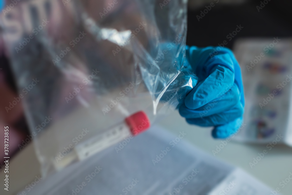 Process of coronavirus testing examination at home, COVID-19 swab ...