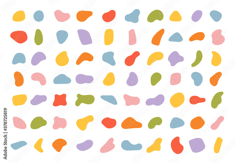 Various blotch. Random color blobs, round abstract organic shapes. Pebble, drops and stone ...